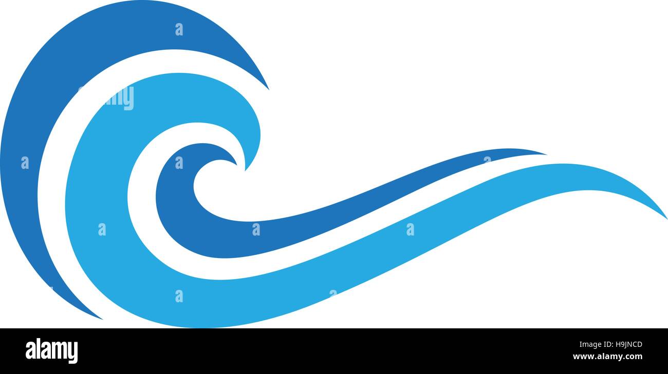 Vector Logo with yellow sun and blue sea waves. Vector logotype Stock ...