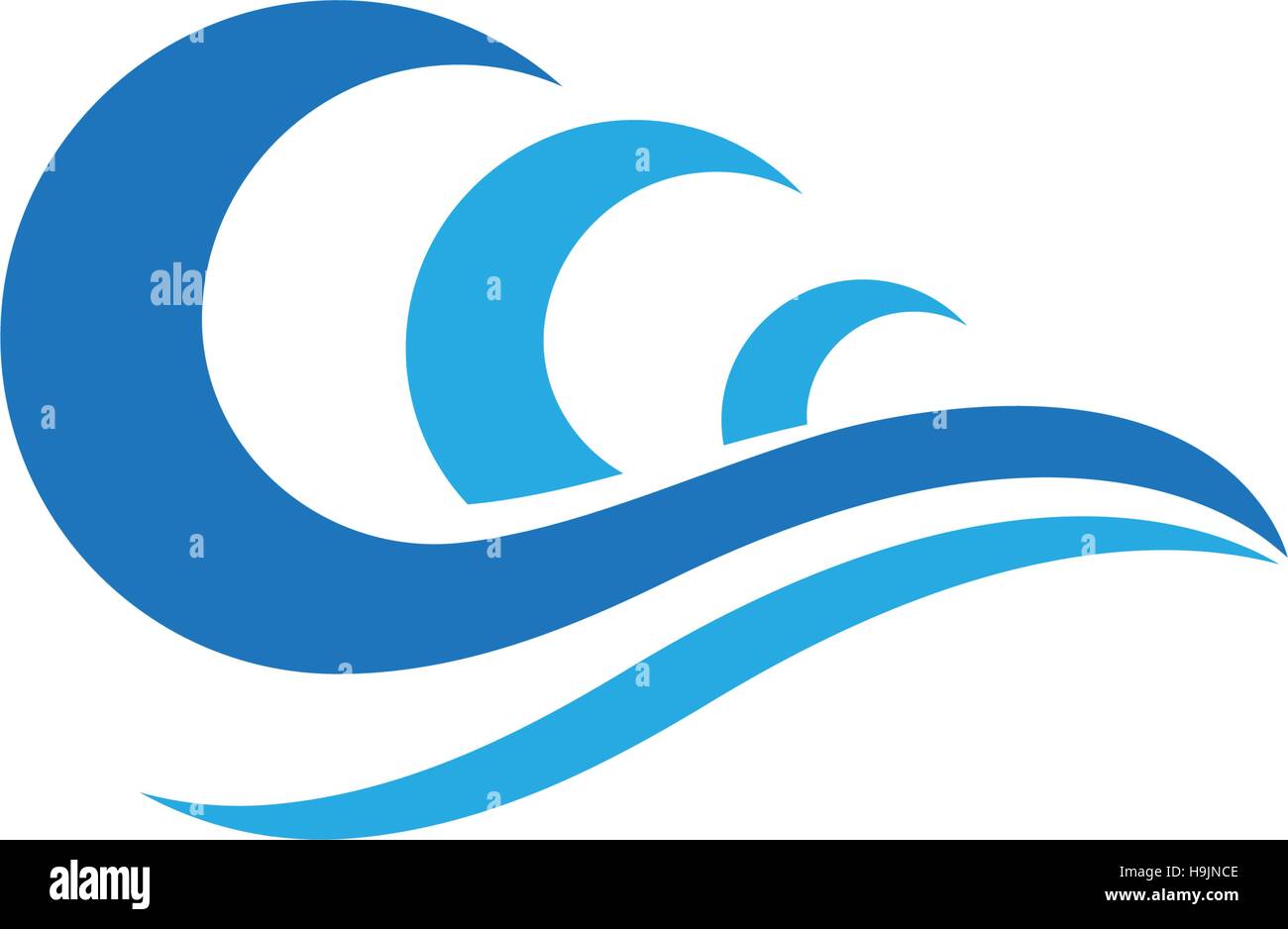 Vector Logo with yellow sun and blue sea waves. Vector logotype Stock ...