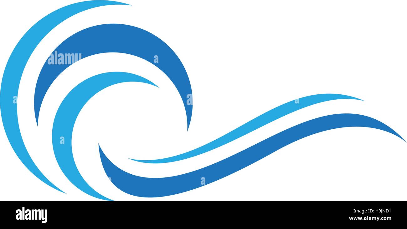 Vector Logo with yellow sun and blue sea waves. Vector logotype Stock ...