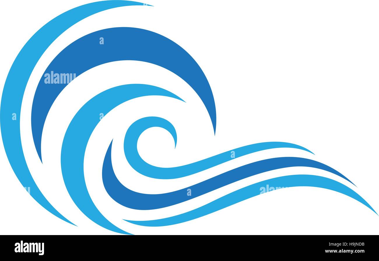 Vector Logo with yellow sun and blue sea waves. Vector logotype Stock ...