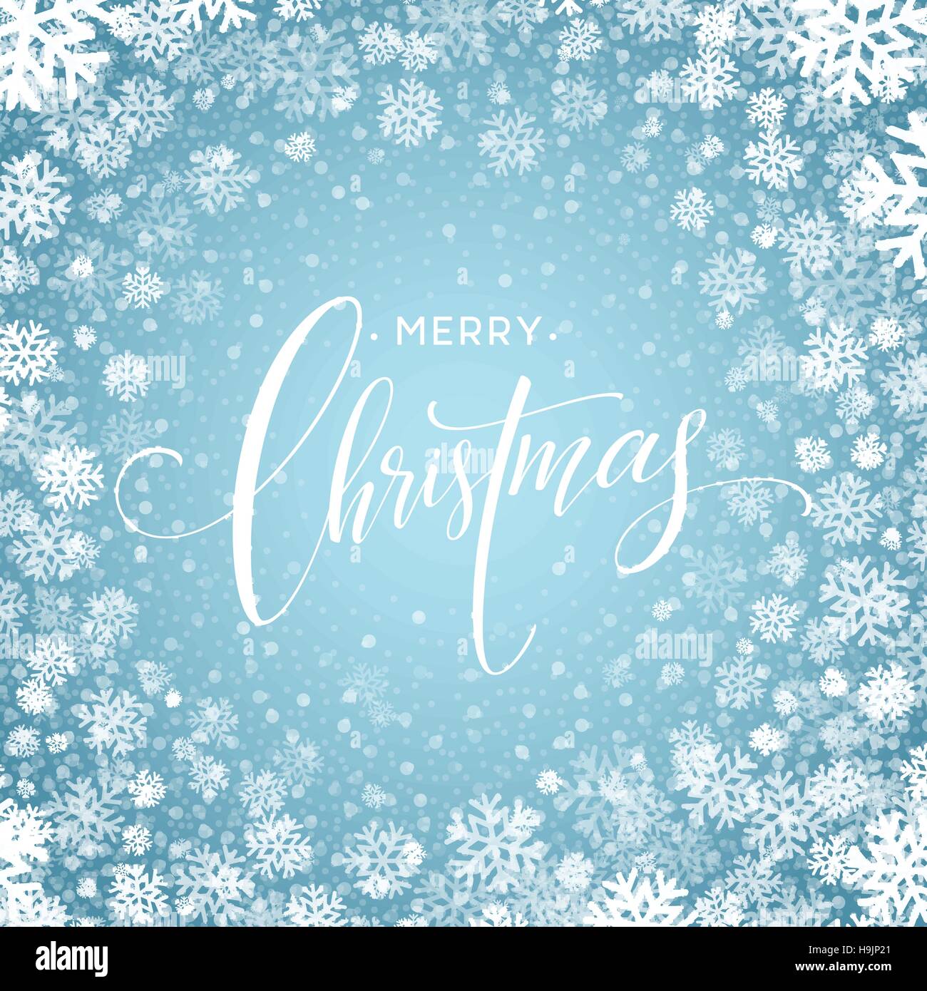 Merry christmas handwritten text on background with snowflakes. Vector illustration Stock Vector ...