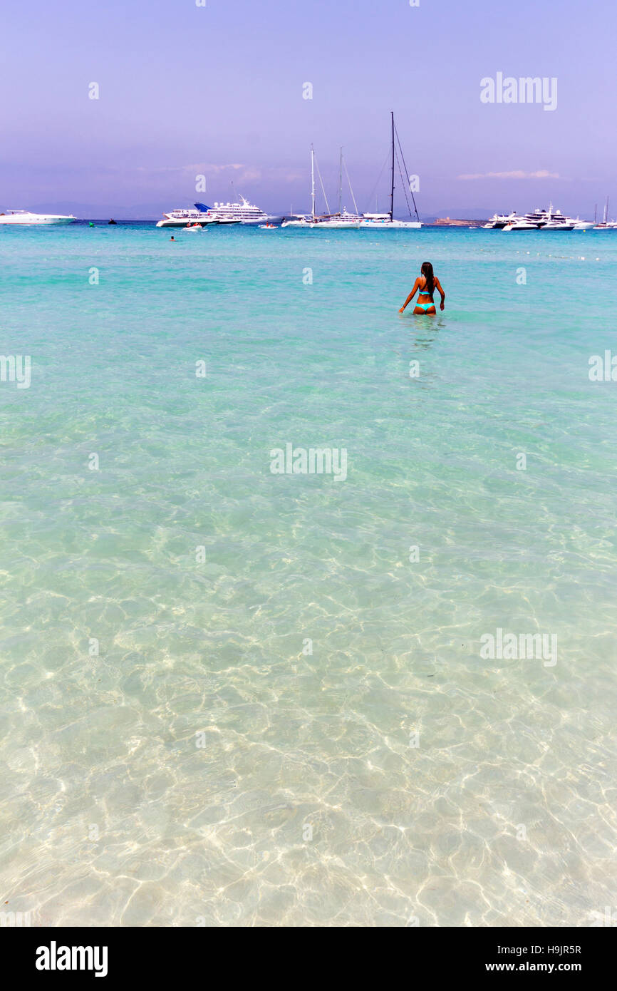 Spain, Balearic Island, Formentera, Playa de Ses Illetes Stock Photo ...