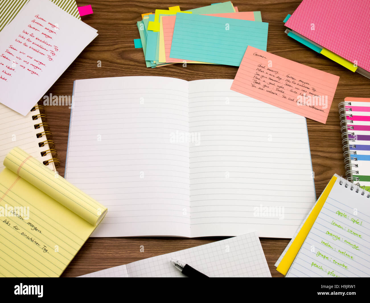 German; Learning New Language Writing Words on the Notebook Stock Photo ...