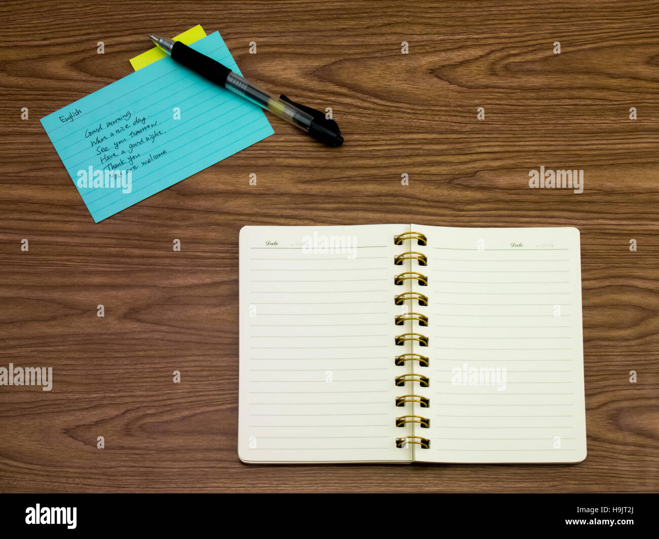 English; Learning New Language Writing Words on the Notebook Stock ...