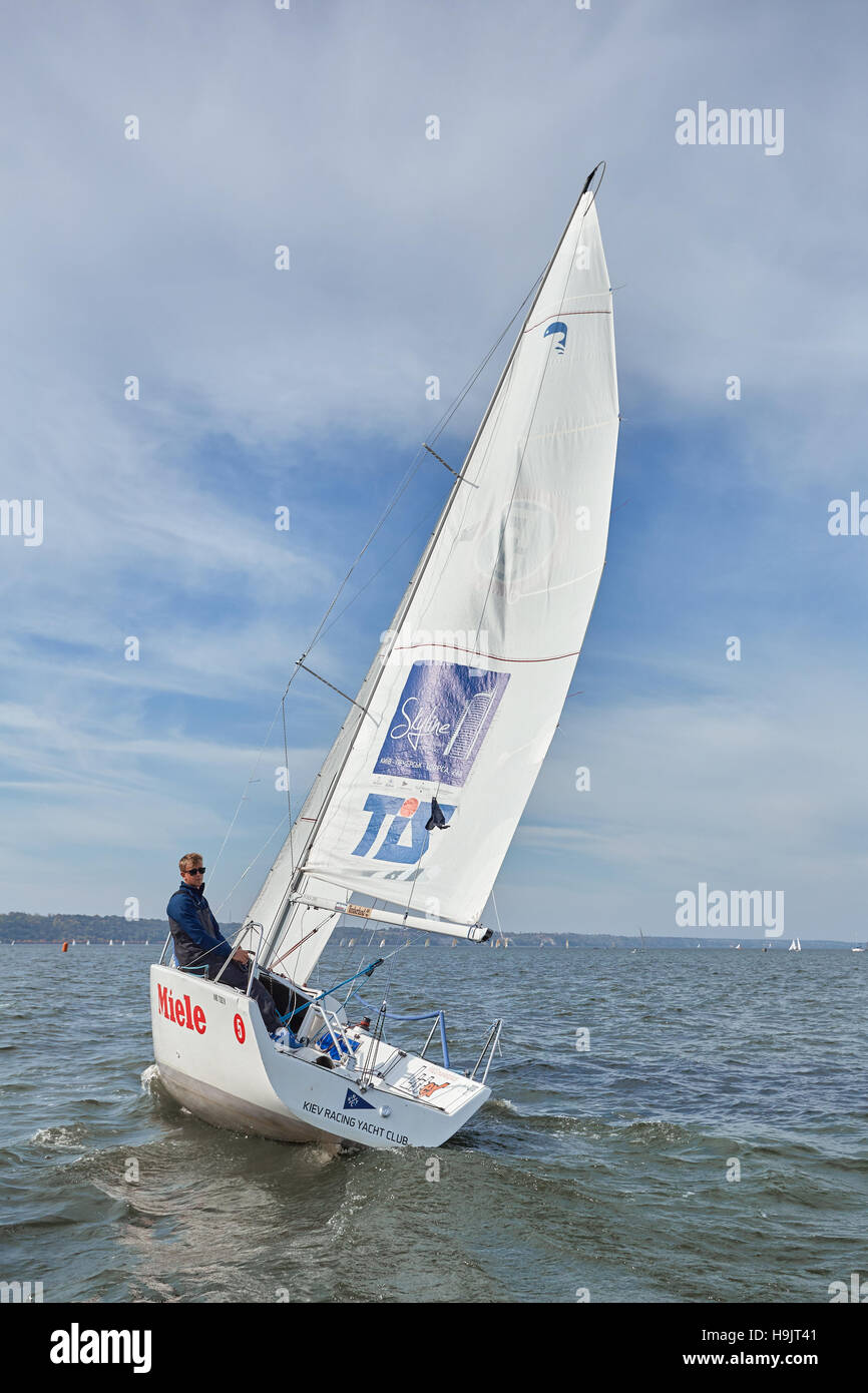 Kiev, Ukraine - September 30, 2016: Sailing yacht training day. Before ...