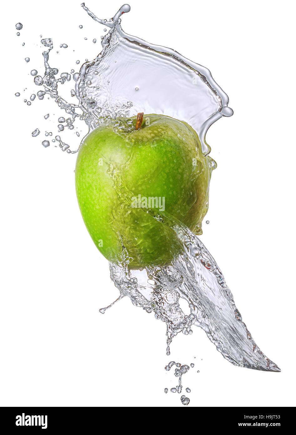 Water splash with apple isolated Stock Photo - Alamy