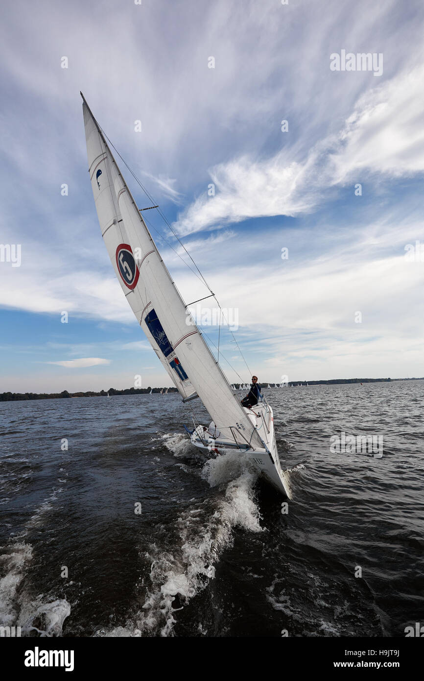Kiev, Ukraine - September 30, 2016: Sailing yacht training day. Before ...