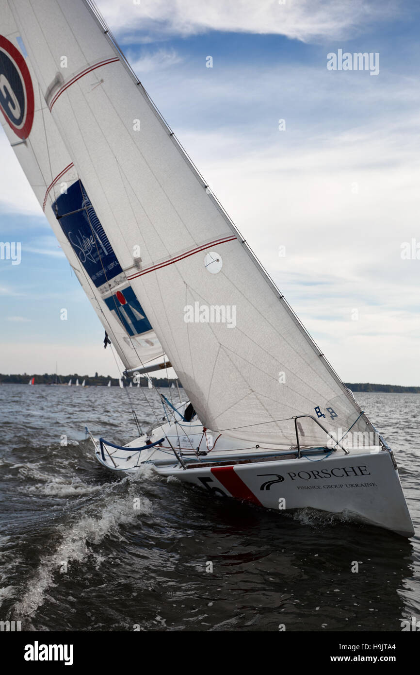 Kiev, Ukraine - September 30, 2016: Sailing yacht training day. Before ...