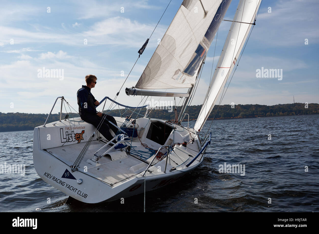 Kiev, Ukraine - September 30, 2016: Sailing yacht training day. Before ...