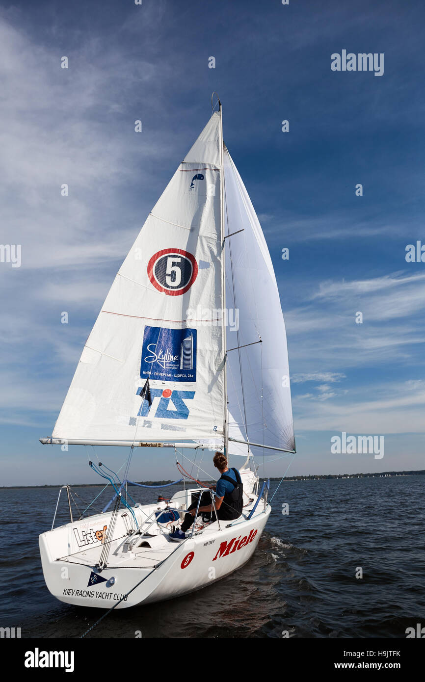 Kiev, Ukraine - September 30, 2016: Sailing yacht training day. Before ...