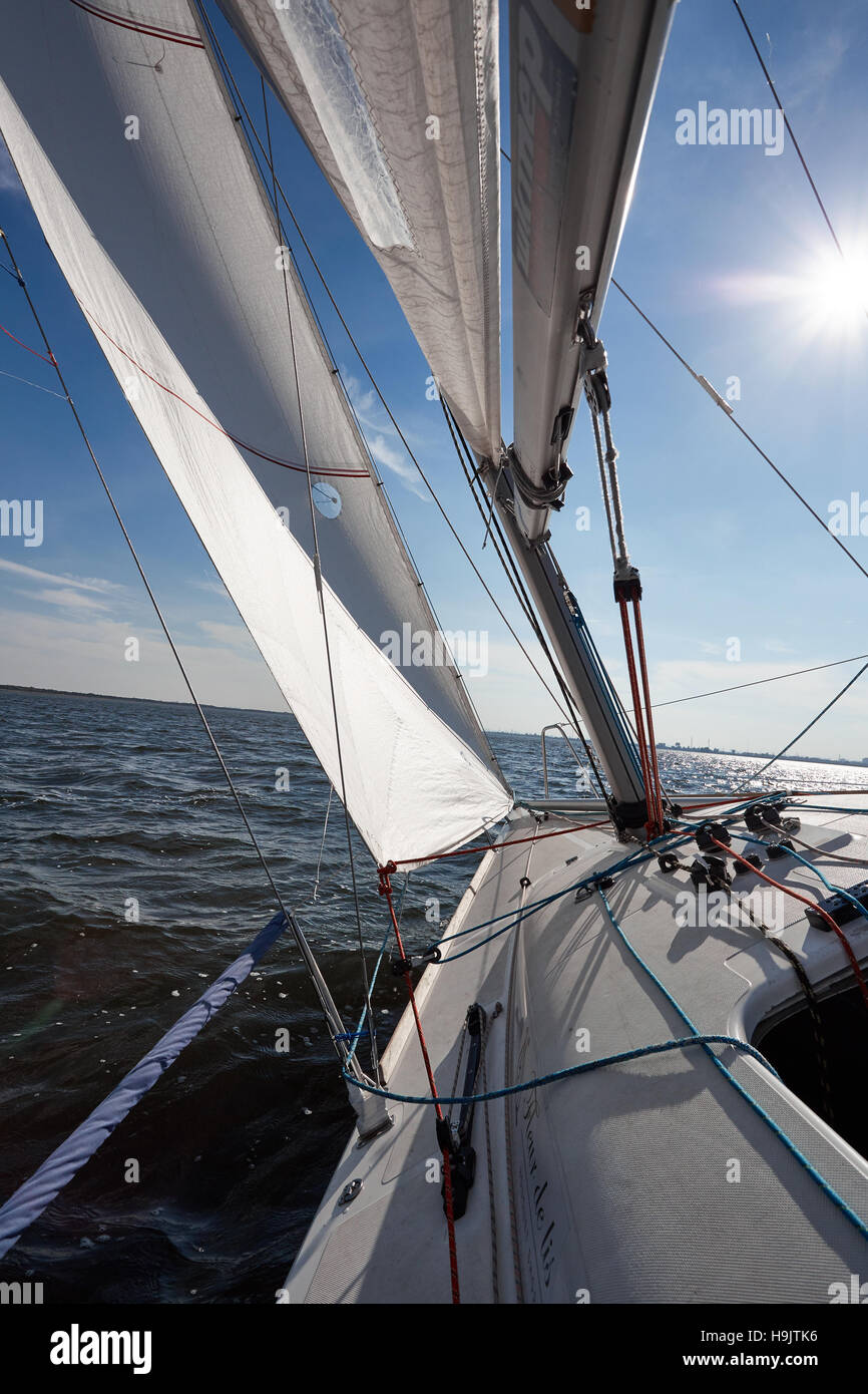 Kiev, Ukraine - September 30, 2016: Sailing yacht training day. Before ...