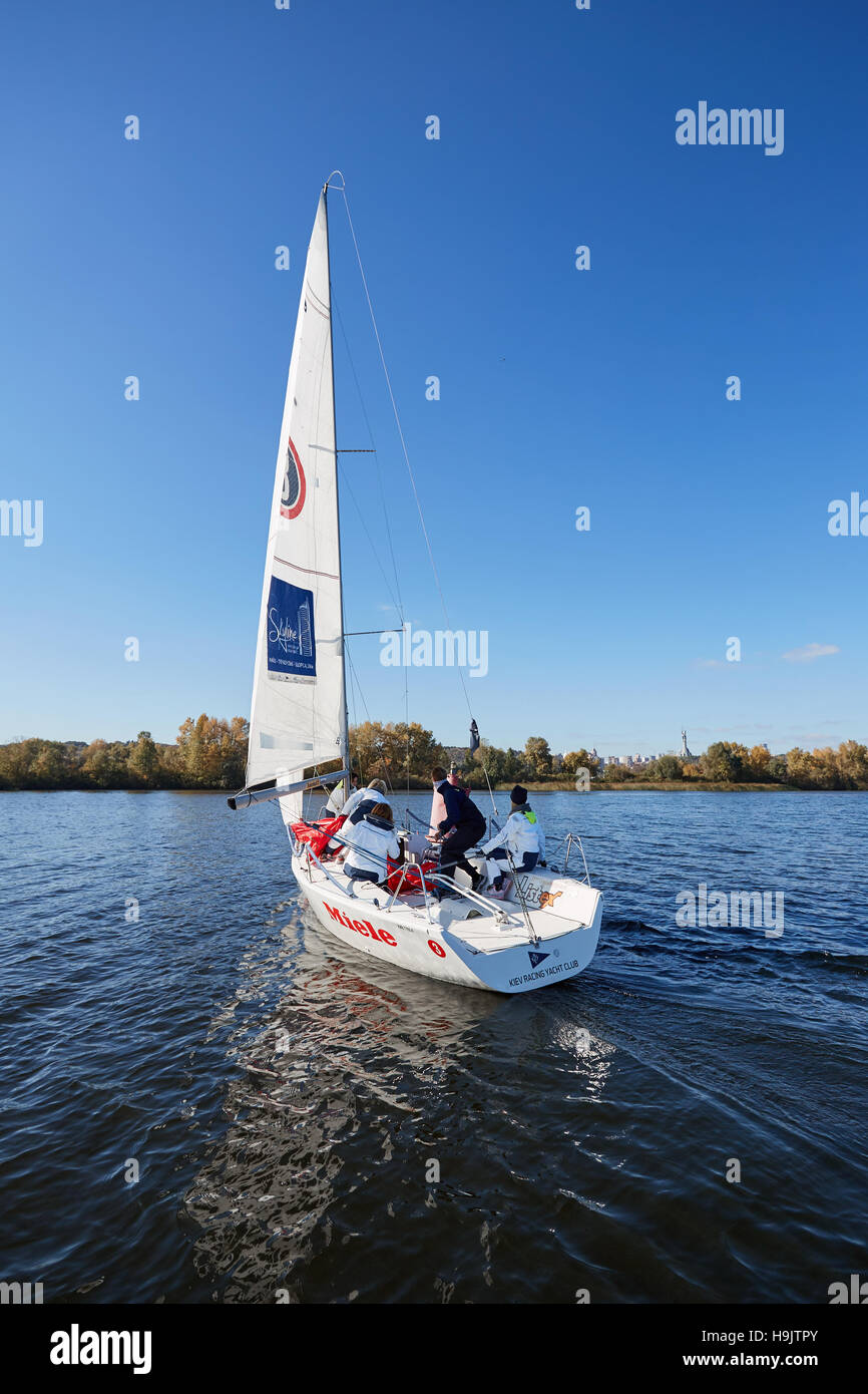 Kiev, Ukraine - September 30, 2016: Sailing yacht training day. Before ...