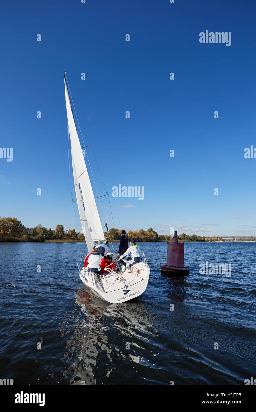 Kiev, Ukraine - September 30, 2016: Sailing yacht training day. Before ...