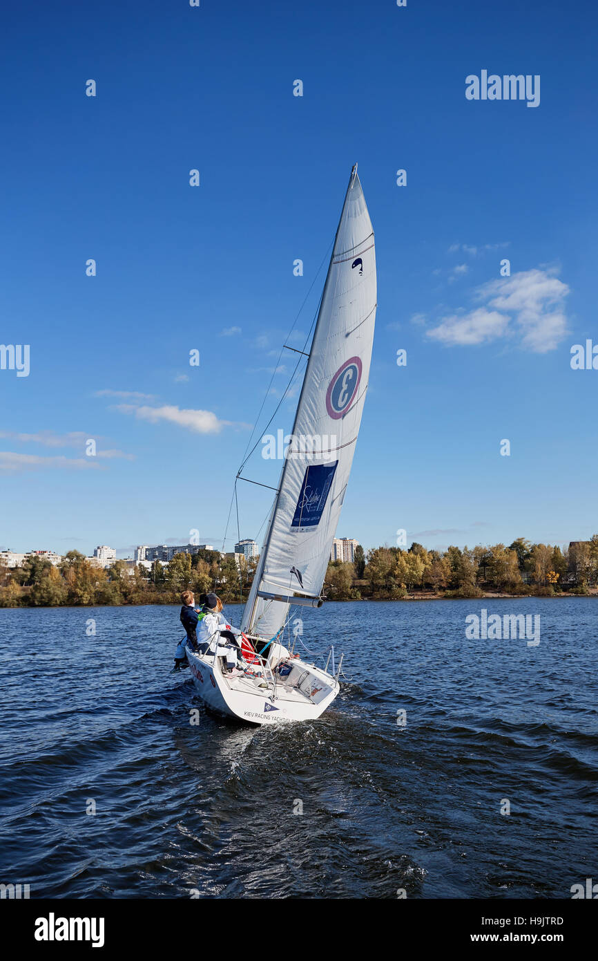 Kiev, Ukraine - September 30, 2016: Sailing yacht training day. Before ...