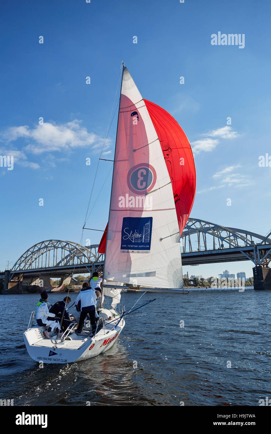 Kiev, Ukraine - September 30, 2016: Sailing yacht training day. Before ...