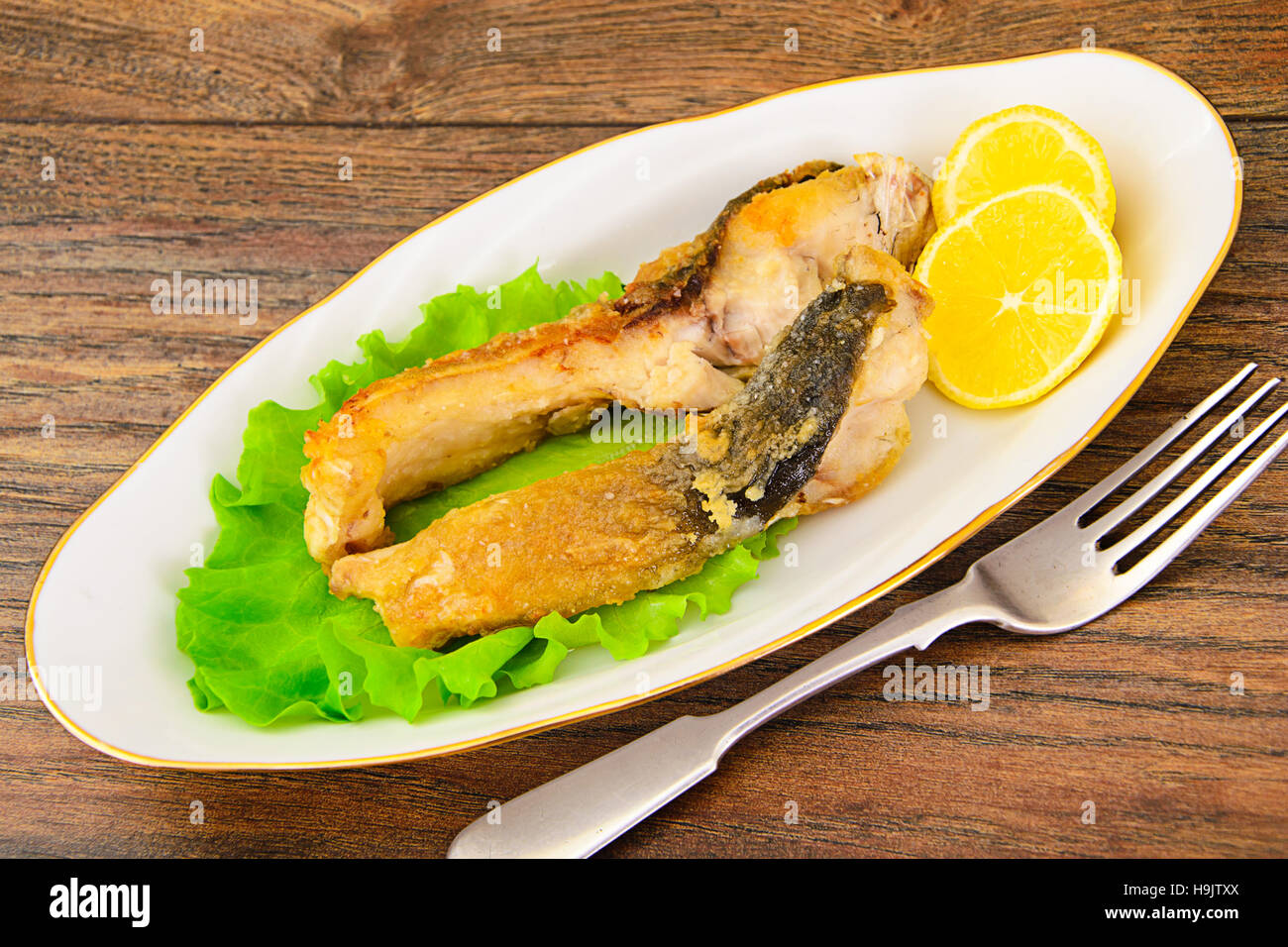 Healthy and Diet Food: Fried Fish Carp. Studio Photo Stock Photo - Alamy