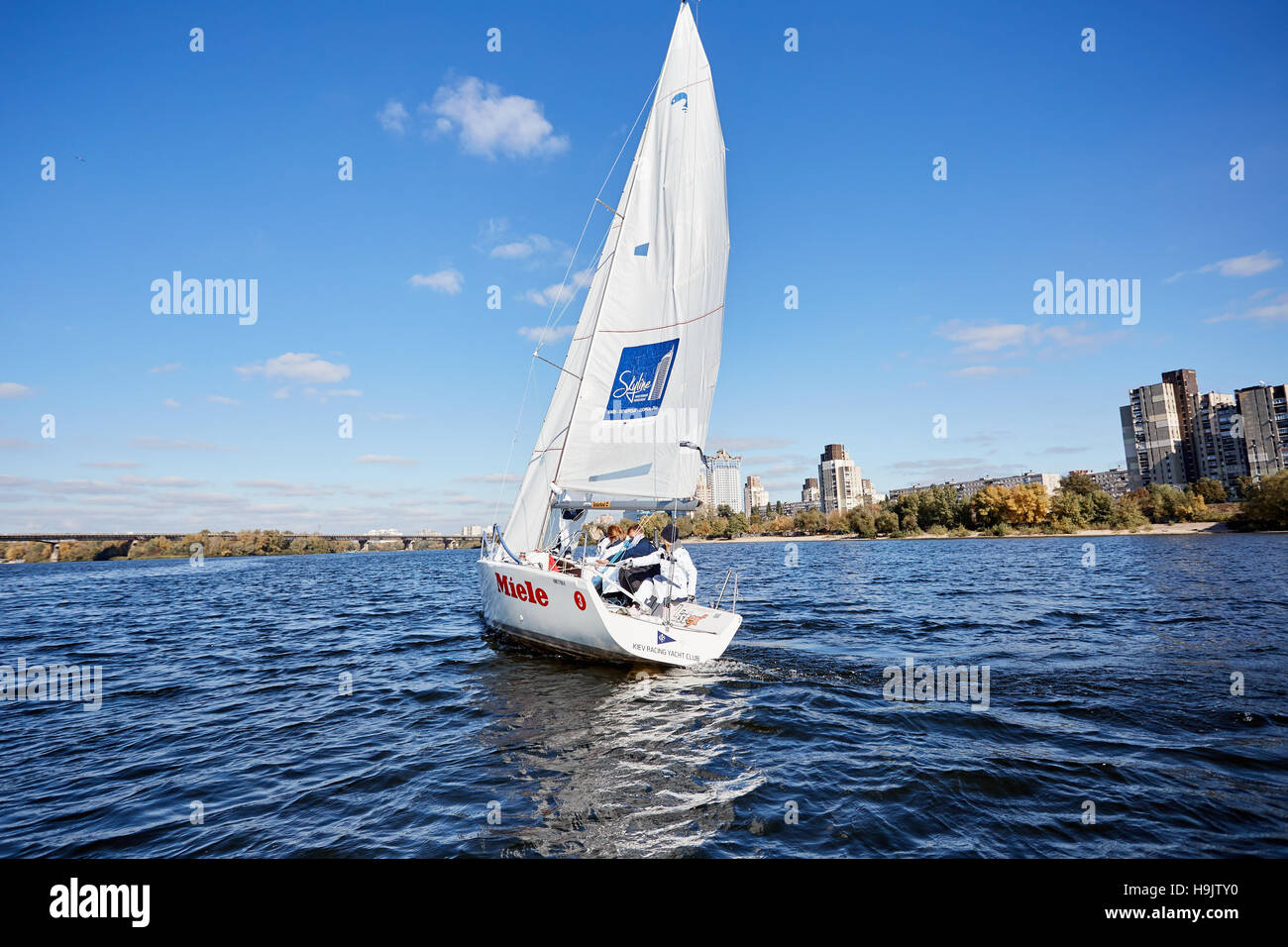 Kiev, Ukraine - September 30, 2016: Sailing yacht training day. Before ...
