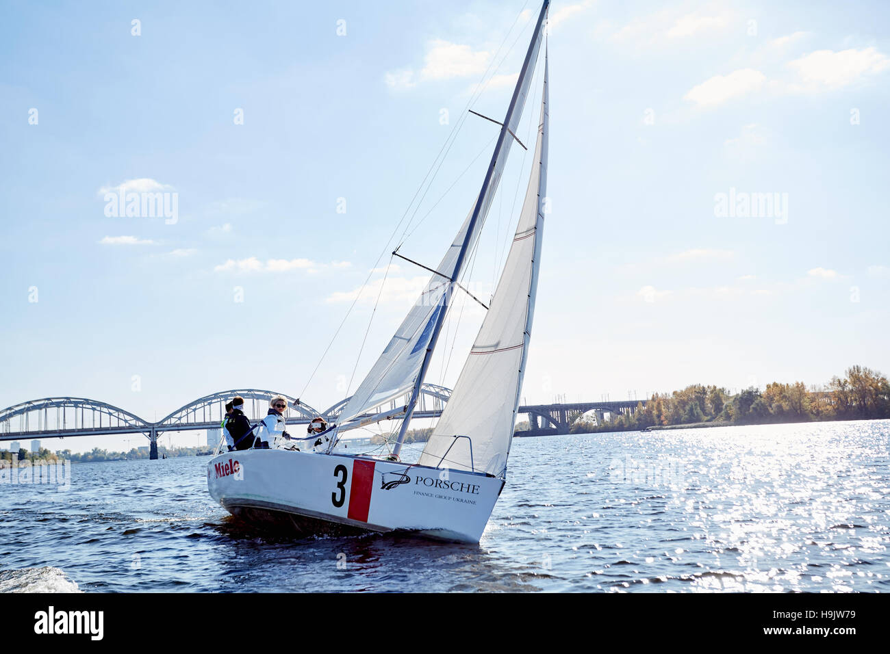 Kiev, Ukraine - September 30, 2016: Sailing yacht training day. Before ...