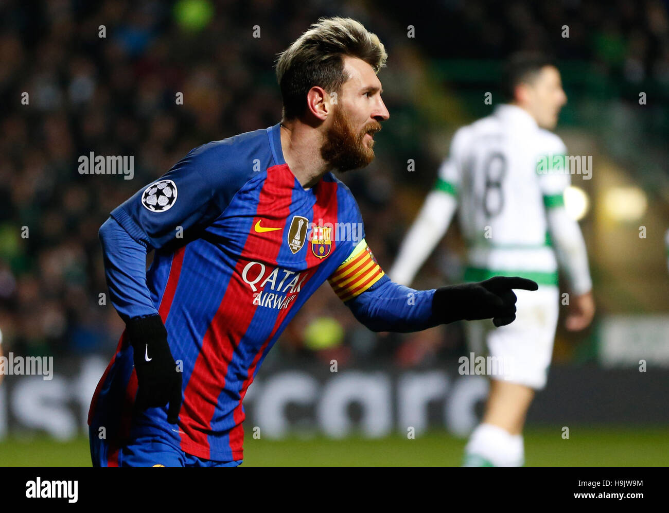 Barcelona's Lionel Messi celebrates scoring his sides opening goal ...