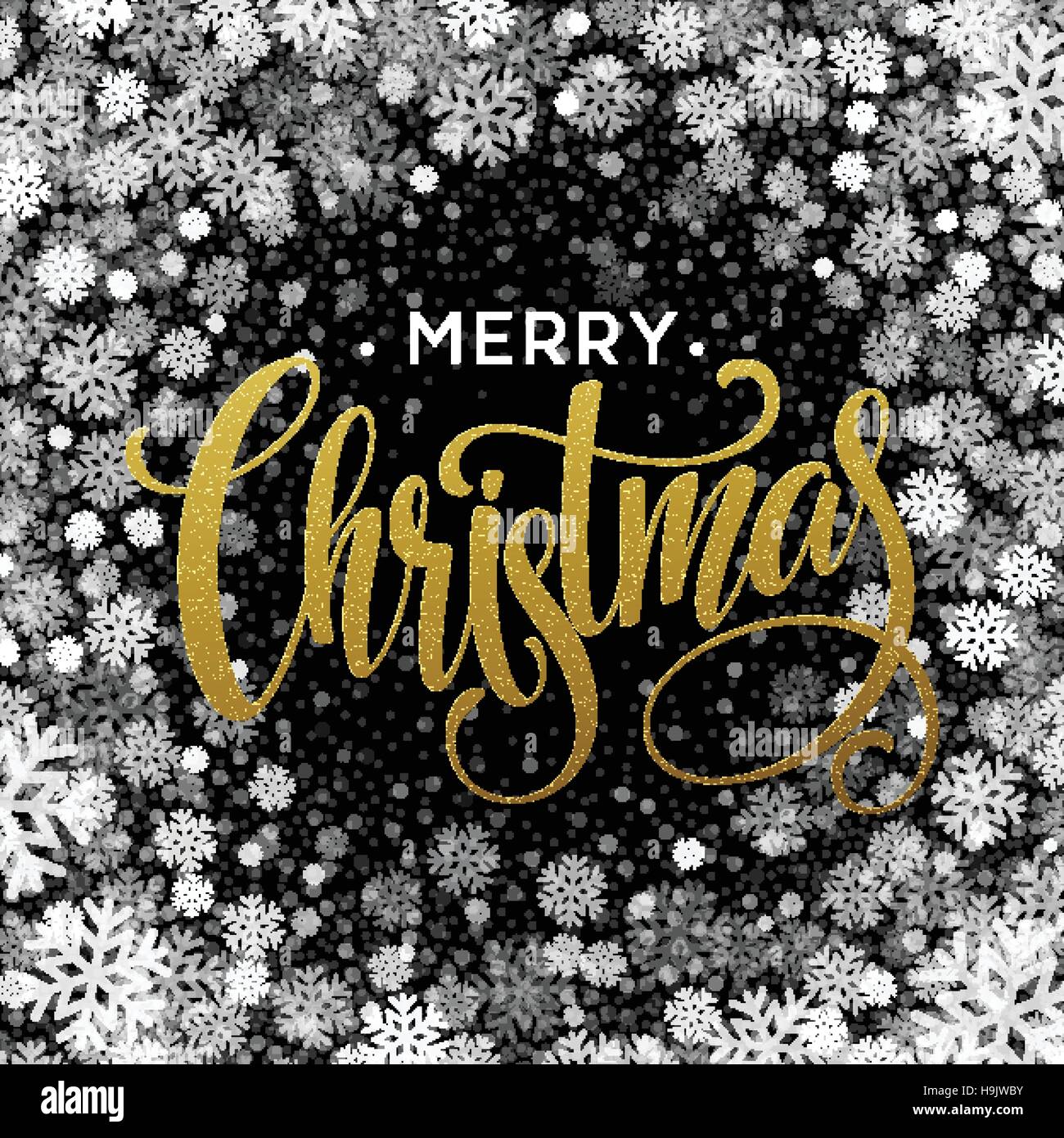 Merry Christmas gold glittering lettering design. Vector illustration ...
