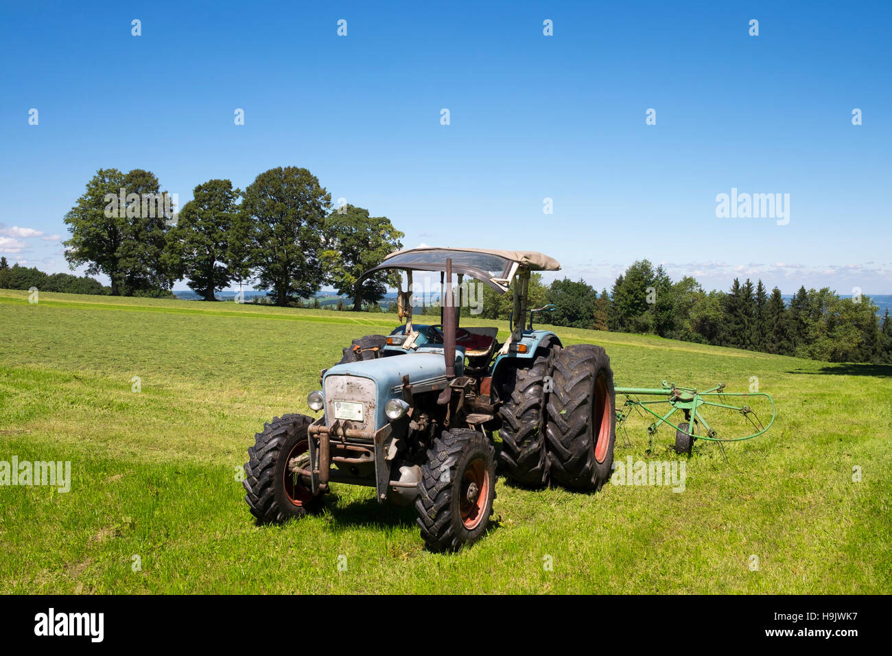 Germany, Bavarian Oberland, Tractor at the Auerberg Stock Photo - Alamy