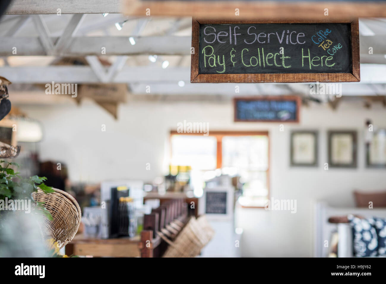Self service till point in farm shop Stock Photo - Alamy