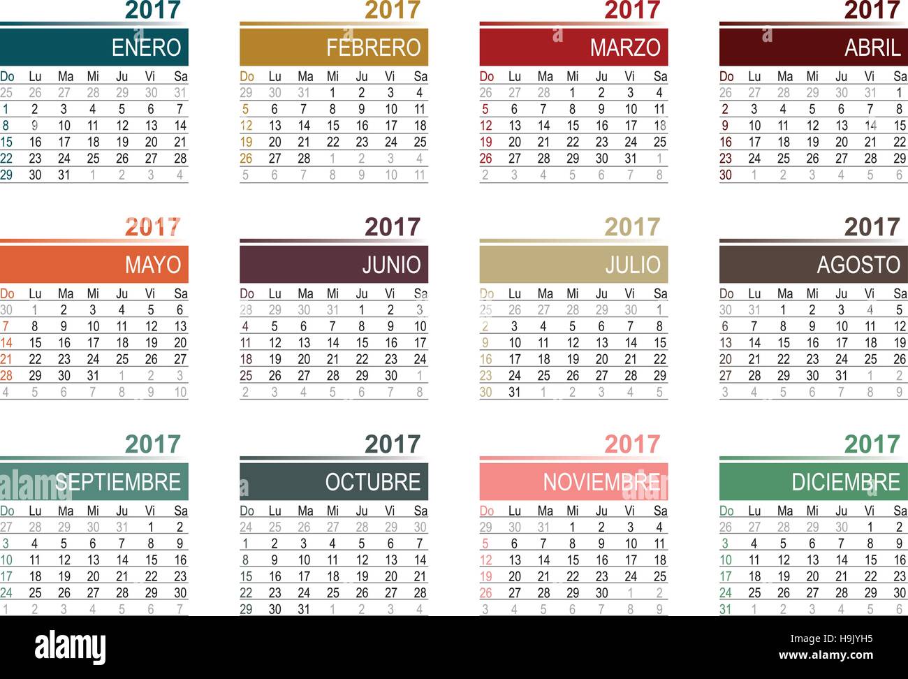 Spanish calendar Stock Vector Images - Alamy