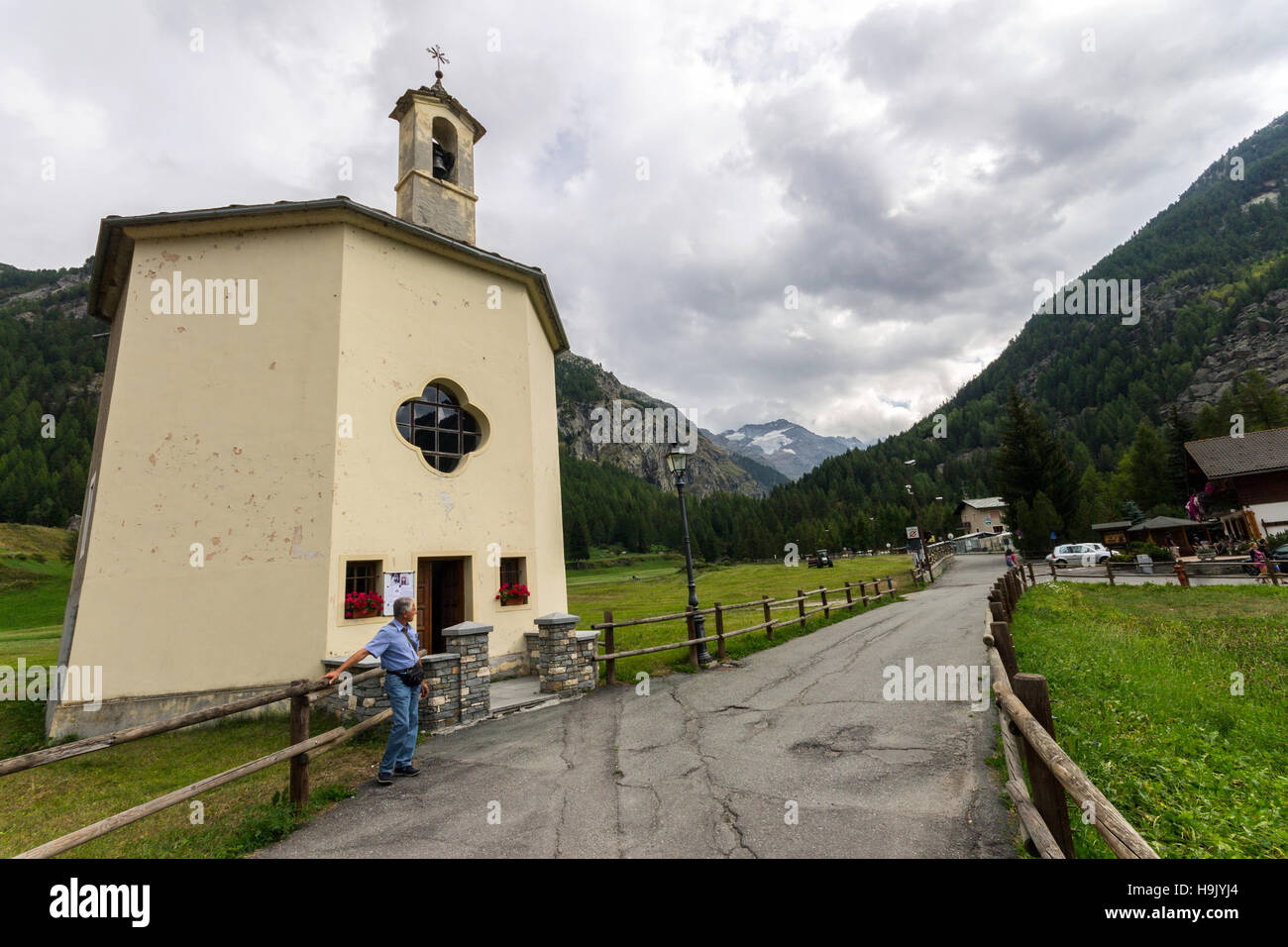 Italy, Aosta Valley, Lillaz, the church Stock Photo - Alamy