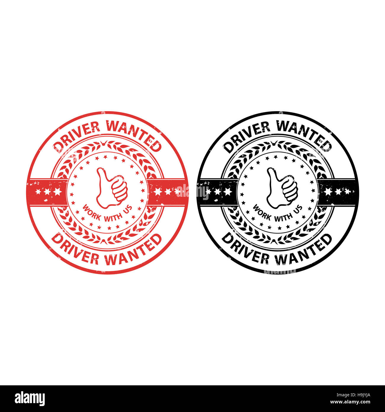 Driver wanted - grunge set of labels / stamps / badges. Print colors ...