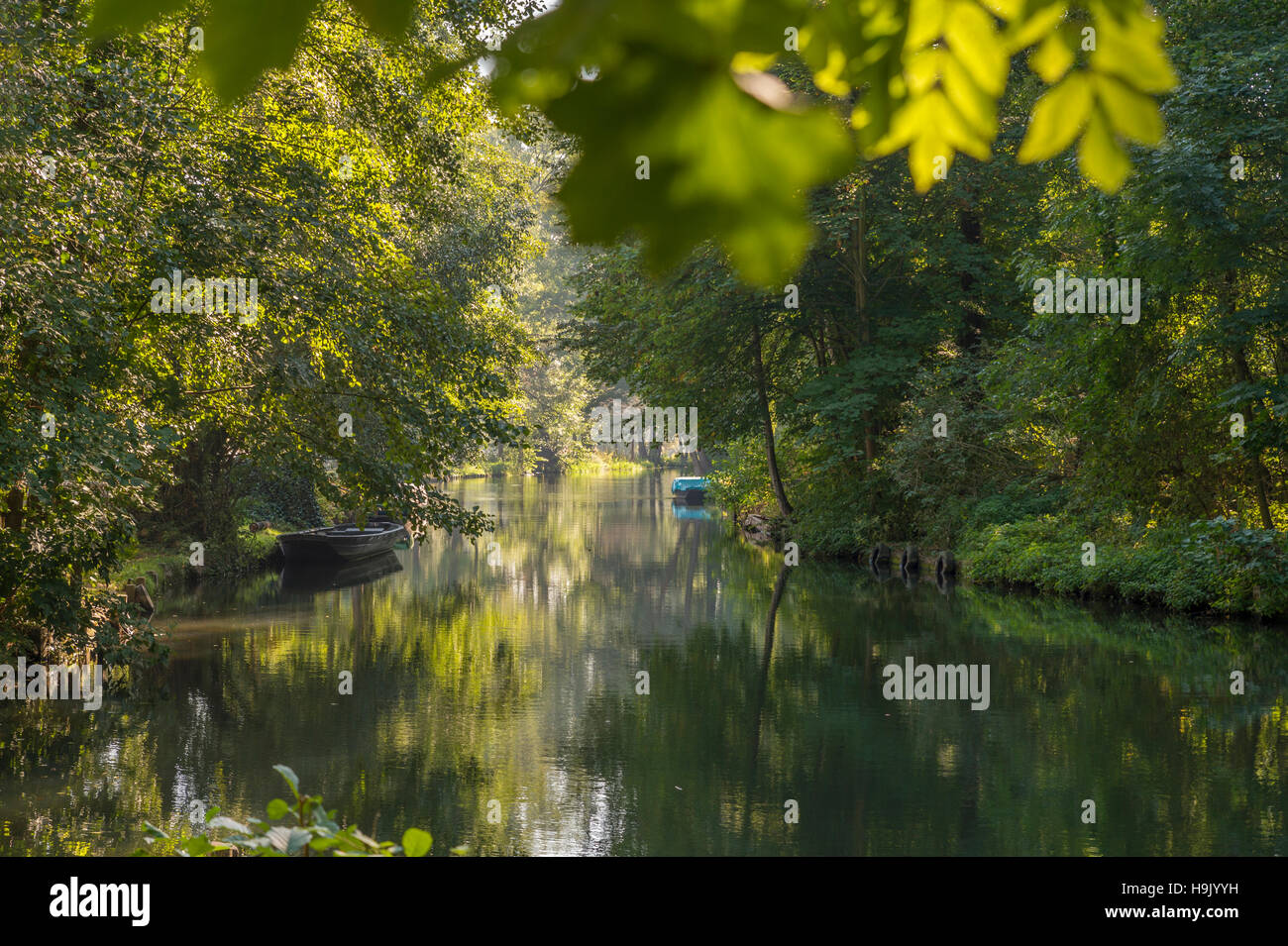 Germany, Spreewald, river Spree between Lehde and Luebbenau Stock Photo ...