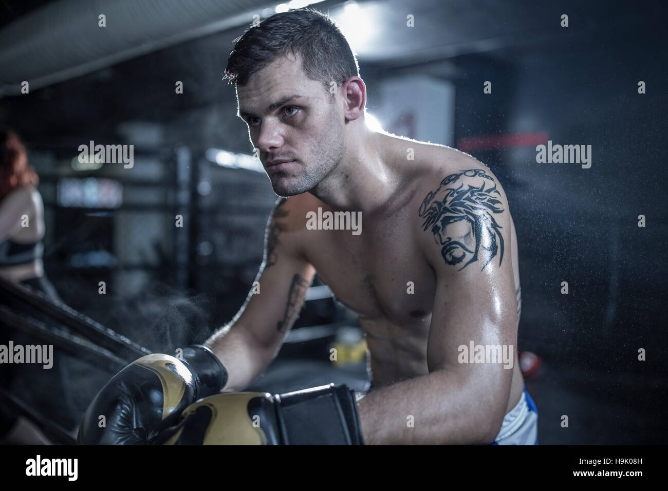 Boxer in boxing ring Stock Photo - Alamy