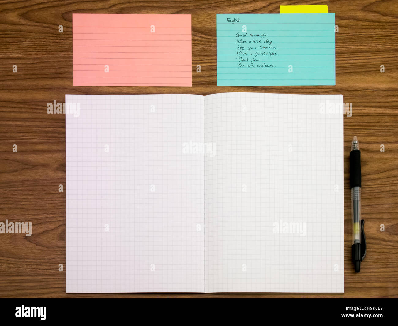 English; Learning New Language Writing Words on the Notebook Stock ...