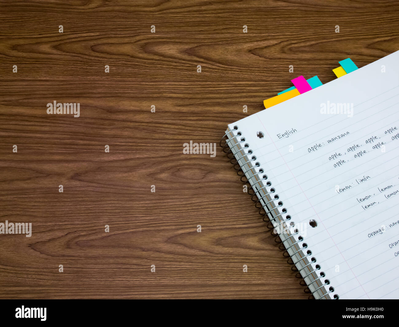 English; Learning New Language Writing Words on the Notebook Stock ...