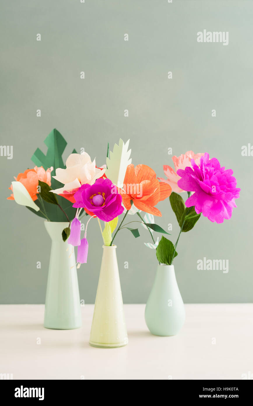 Handmade paper flowers Stock Photo - Alamy