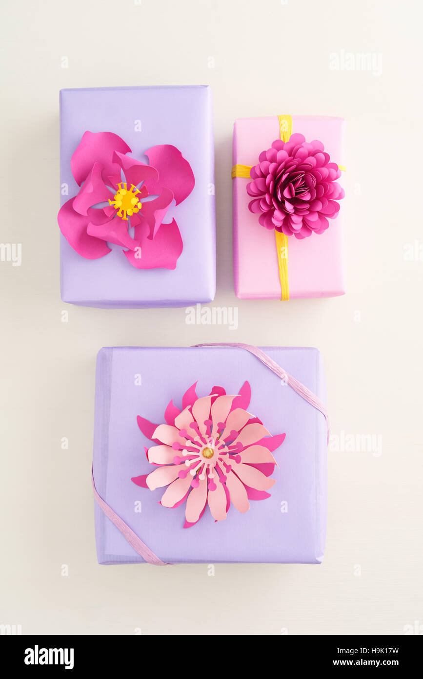 Birthday gifts with flowers hi-res stock photography and images - Alamy