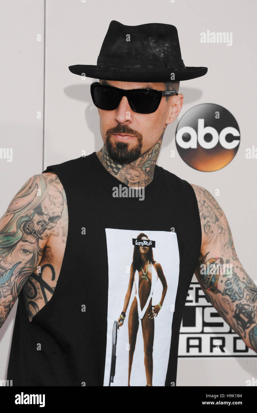 Travis Barker arrives at the 2016 American Music Awards at Microsoft ...