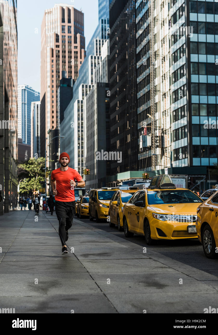 USA, New York City, man running in Manhattan Stock Photo - Alamy