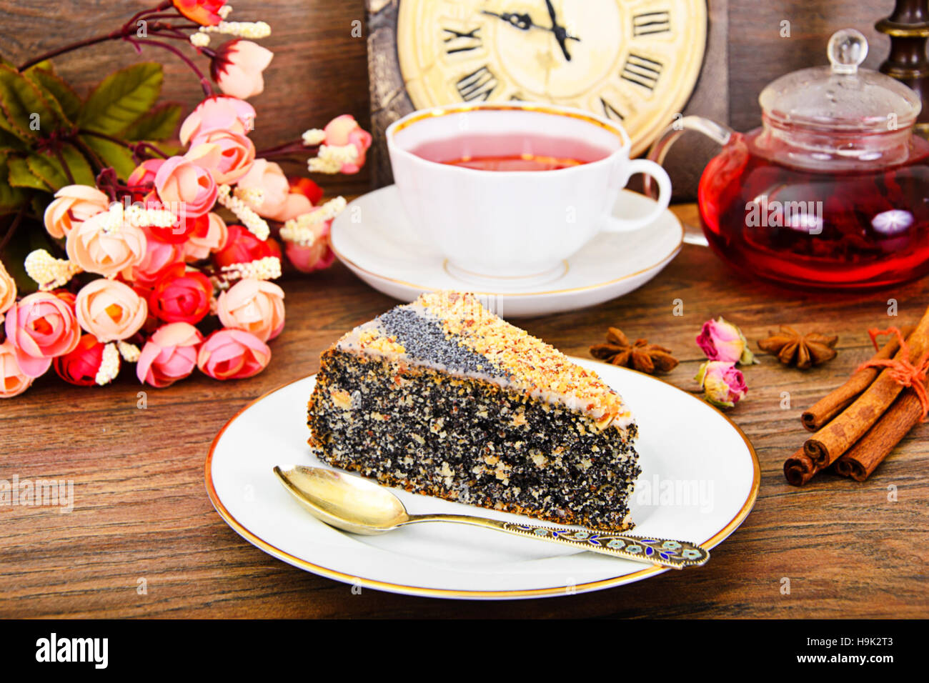 Homemade Cakes: Poppy Filling Cake on Plate. Studio Photo Stock Photo ...