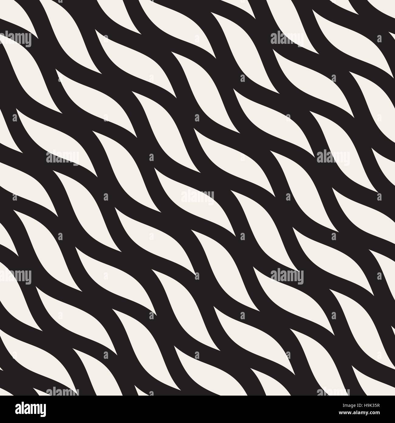 Vector Seamless Black and White Hand Drawn Diagonal Wavy Shapes Pattern ...