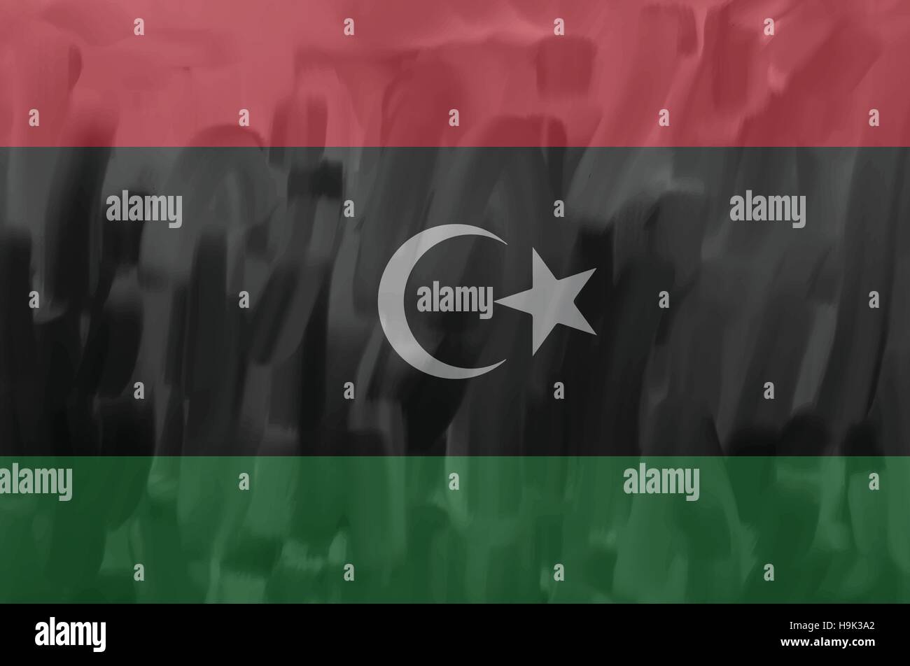 Libya painted / drawn vector flag. Dramatic, unusual look. Vector file ...