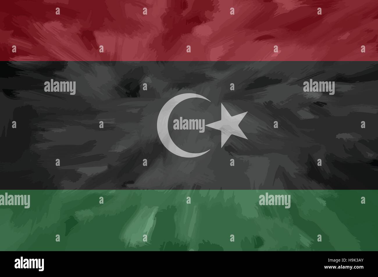 Libya painted / drawn vector flag. Dramatic, unusual look. Vector file ...