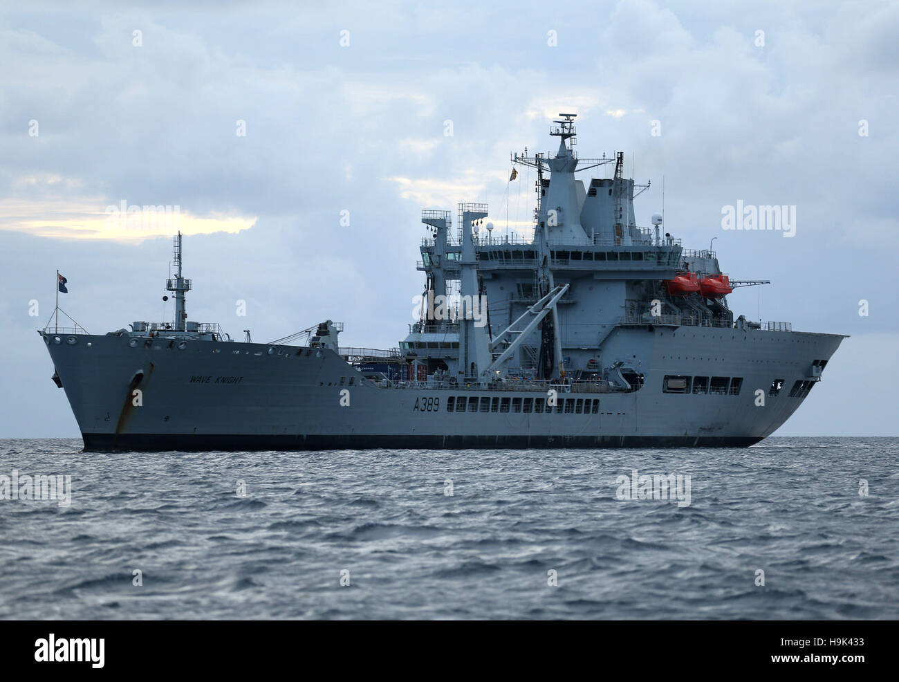 A general view of the RFA Wave Knight, a class fast fleet tanker being ...