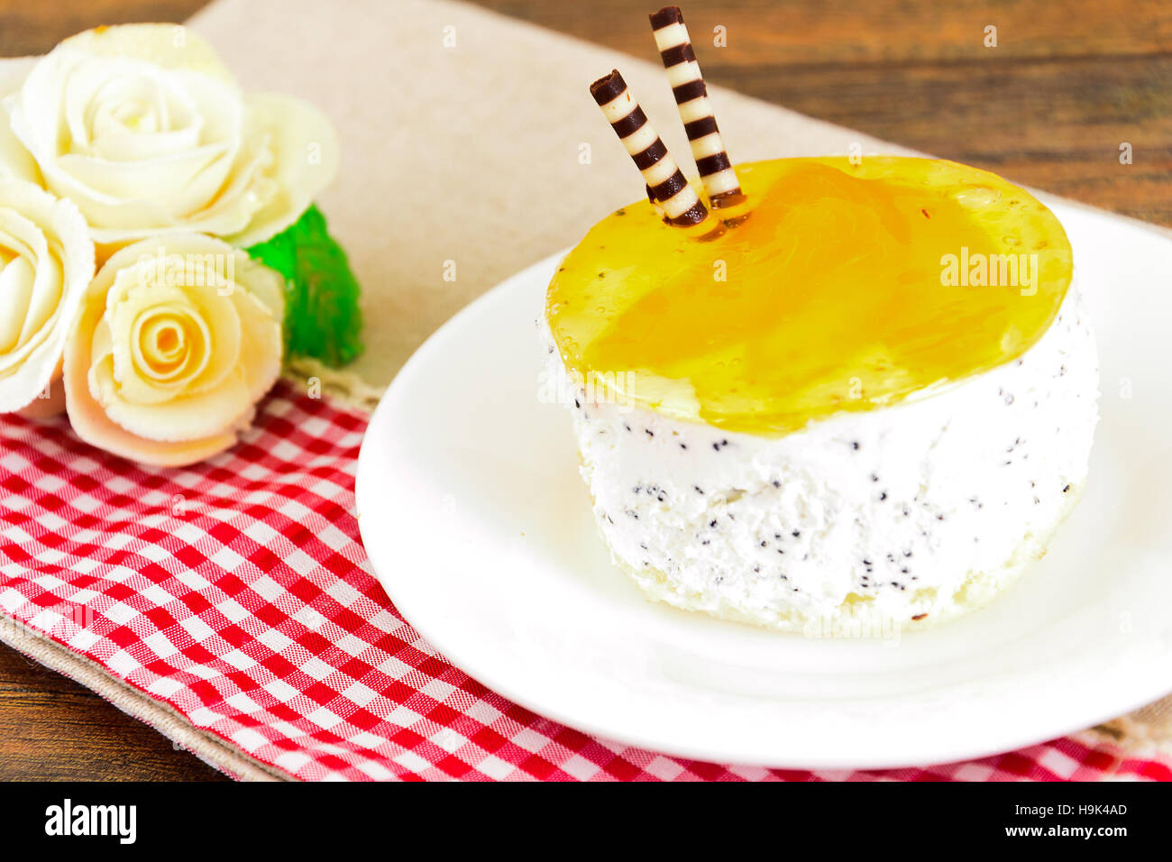 Sweets: Cream Cakes on Plate. Studio Photo Stock Photo - Alamy