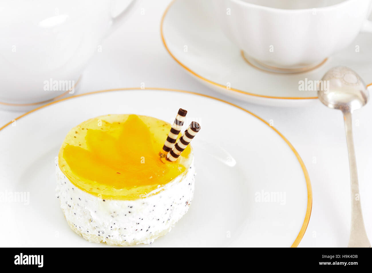 Sweets: Cream Cakes on Plate. Studio Photo Stock Photo - Alamy