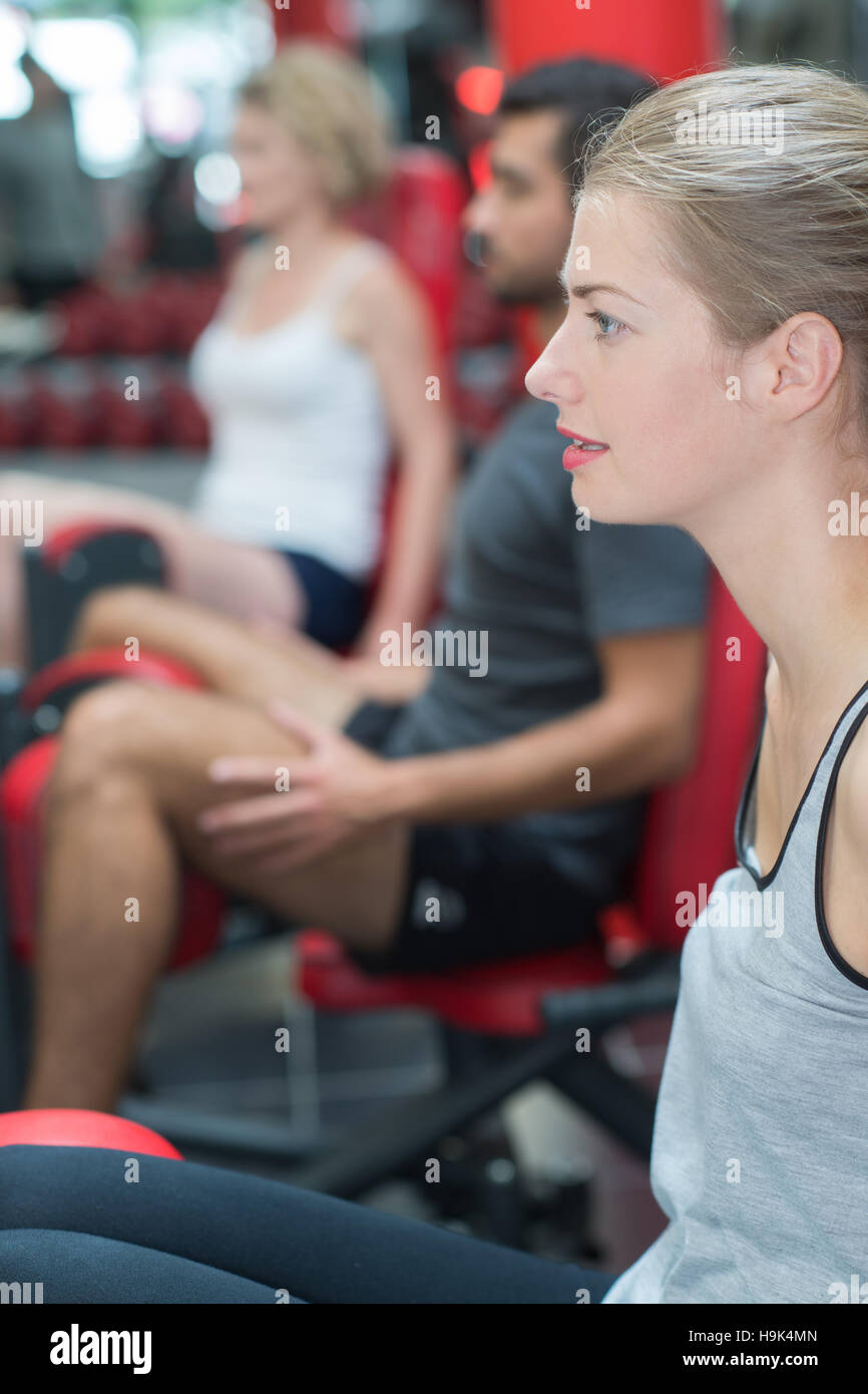 woman training legs in gym Stock Photo - Alamy