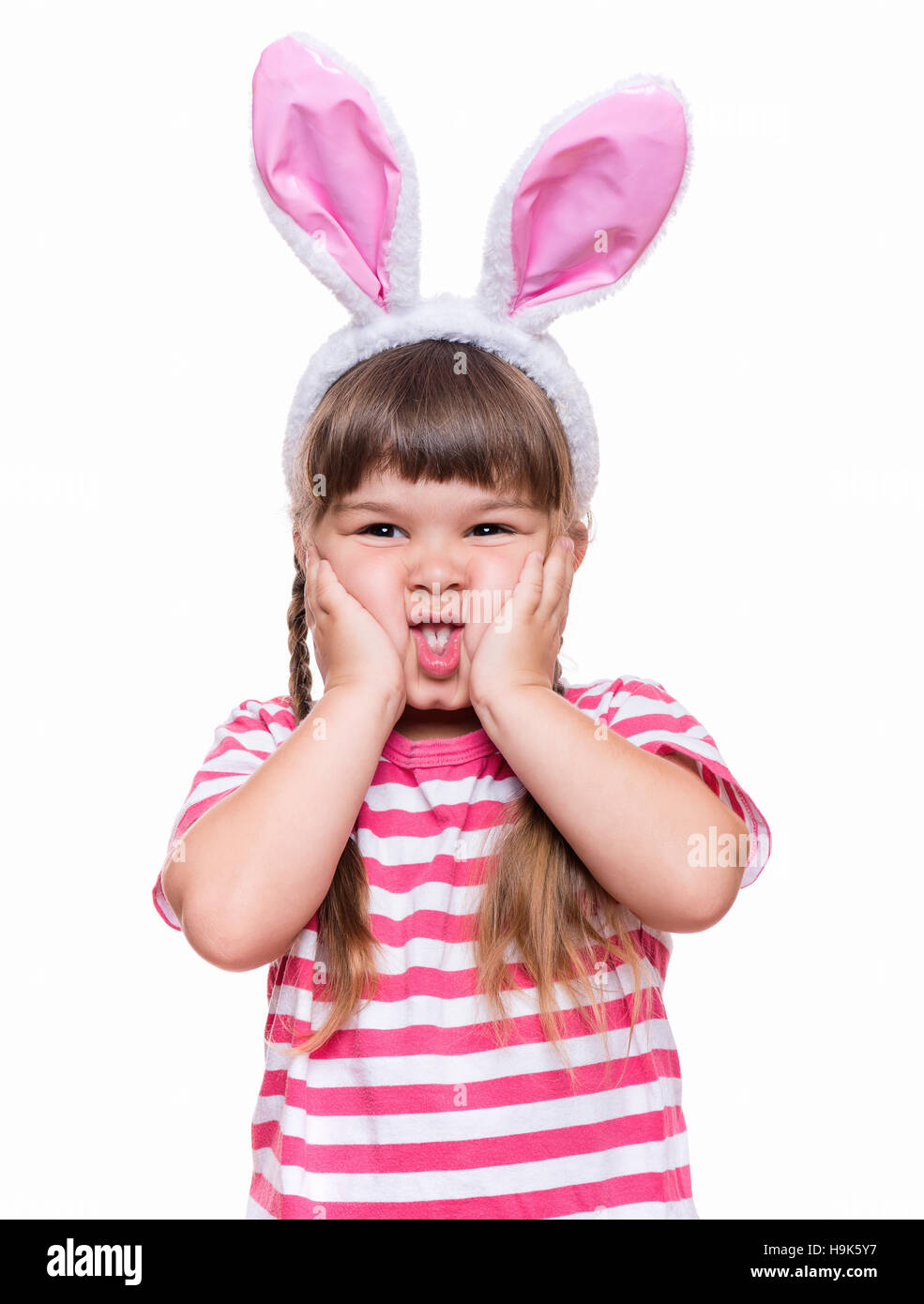 Little girl with rabbit ears Stock Photo - Alamy