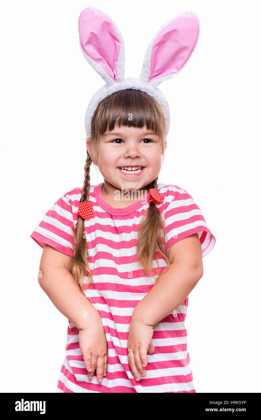 Little girl with rabbit ears Stock Photo - Alamy