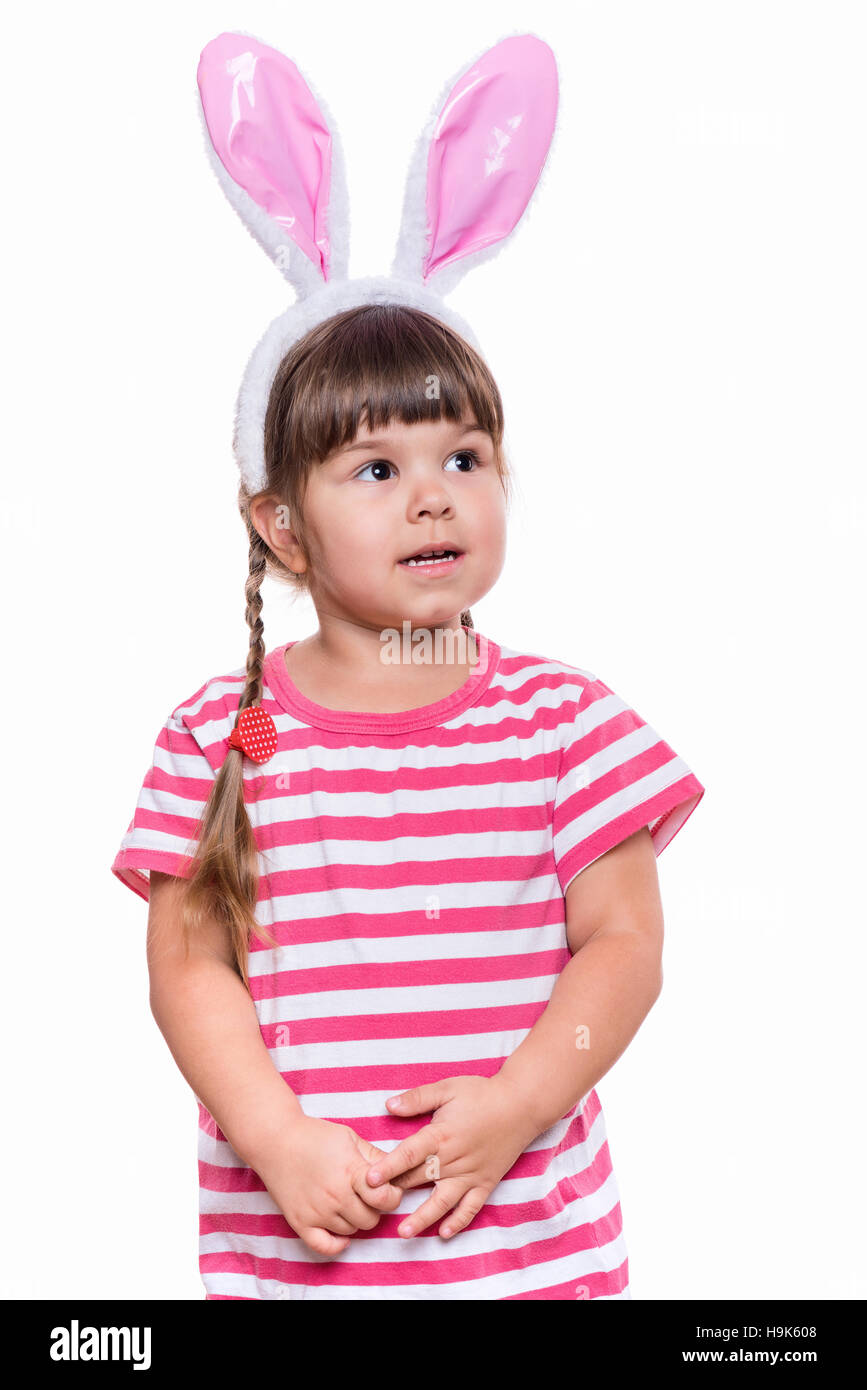 Little girl with rabbit ears Stock Photo - Alamy