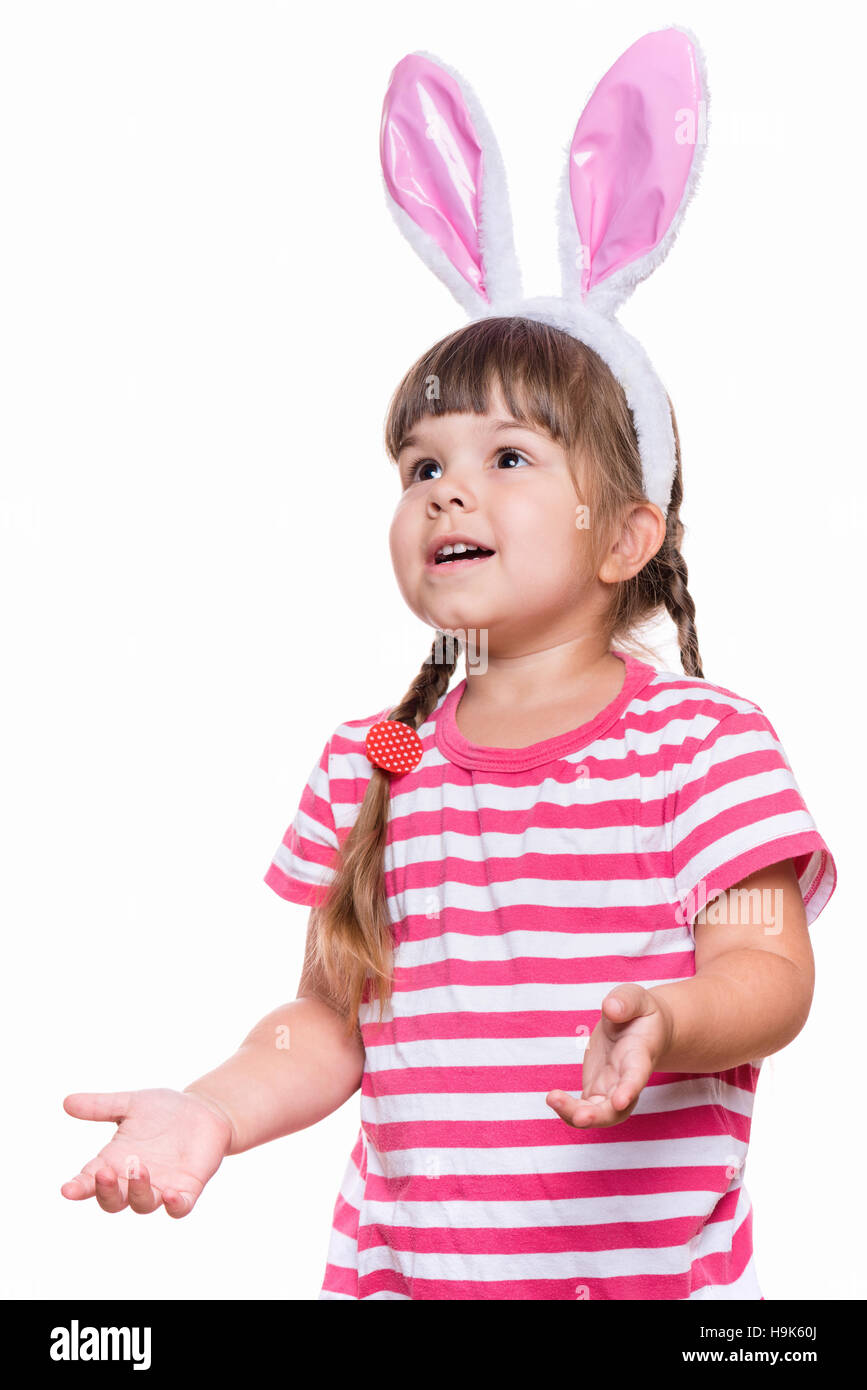 Little girl with rabbit ears Stock Photo - Alamy