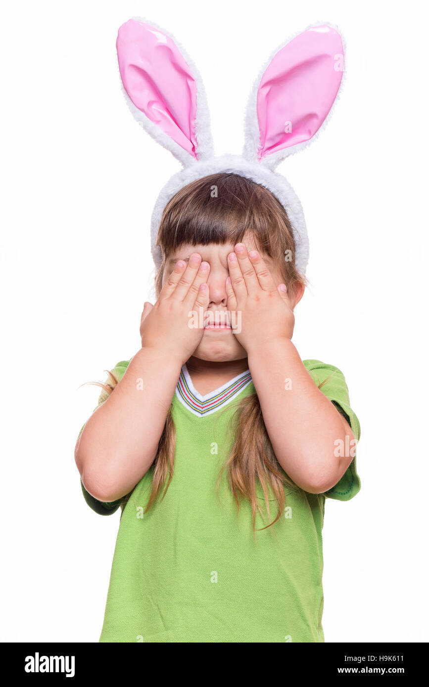 Little girl with rabbit ears Stock Photo - Alamy